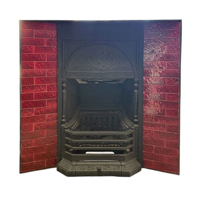 Large Edwardian Tiled Insert with Red Brick Wide Tiled Panels - Stonewoods